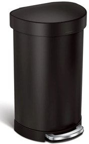 Pedálový odpadkový koš Simplehuman – 45 l, půlkulatý, matná černá ocel, rám na sáčky