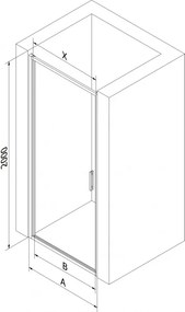 Mexen Exo, 1-křídlé dveře do otvoru 95x200 cm, 6mm čiré sklo, chromový profil, 817-095-000-01-00