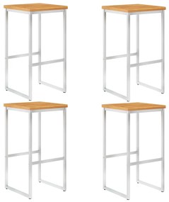 Barové židle 4 ks masivní akáciové dřevo a nerezová ocel - Default Title