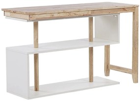 Nastavitelný psací stůl s policí 120 x 45 cm světlé dřevo/bílý CHANDLER Beliani