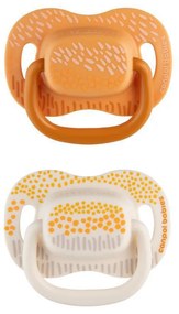Canpol babies Set symetrických silikonových dudlíků Mountains 0-6 m 2 ks Žlutý