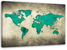 Obraz na plátně Mapa světa zelená - 100x70 cm