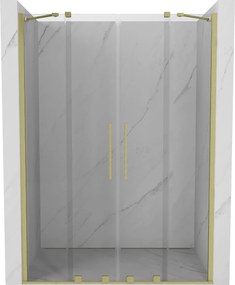 Mexen Velar Duo, posuvné dveře do otvoru 150x200 cm, 8mm čiré sklo, zlatá matná, 871-150-000-02-55