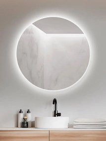AMBIENTE kulaté zrcadlo do koupelny na zeď do pokoje do ložnice do předsíně na chodbu Amirro Ø 80 cm s LED osvětlením, IP44 411-033