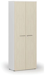 Kancelářská skříň s dveřmi PRIMO WHITE, 2128 x 800 x 420 mm, bílá/bříza