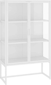 Komoda bílá 80 x 35 x 135 cm ocel a tvrzené sklo 335884