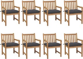 Zahradní židle 8 ks s antracitovými poduškami masivní teak 3073073