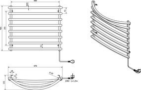 Aqualine, Elektrický sušák ručníků, 570x465 mm, 72 W, bílý, SU110A