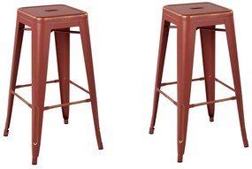 Sada barových stoliček 76 cm červeno zlatá, 2 kusy CABRILLO Beliani