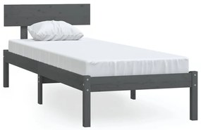 Rám postele šedý masivní borovice 100 x 200 cm - Default Title