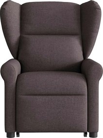 Elektrické zvedací masážní polohovací křeslo tmavě hnědé textil 3303409