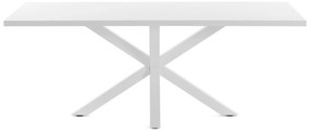 Bílý jídelní stůl Kave Home Argo 160 x 100 cm s bílou kovovou podnoží