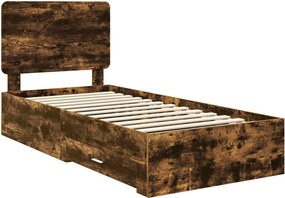 Rám postele s čelo Kouřový dub 90 x 190 cm Kompozitní dřevo 3412841