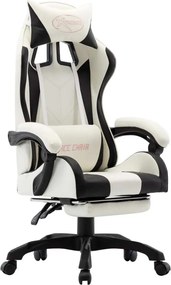 vidaXL Herní židle s podnožkou umělá kůže [287990] Barva: Černobílý