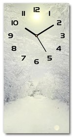 Wallmuralia Moderní hodiny nástěnné Les zima 30x60 cm