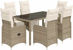 7dílný zahradní bistro set s poduškami hnědý polyratan 3277212