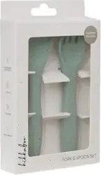 KikkaBoo Příbor 2-dílný Platinum Silicone Sage / od 6 měsíců