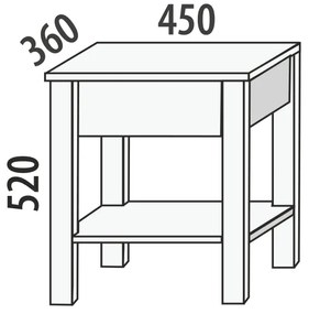 Noční stolek Valencia senior Domestav č.202 Materiál: Buk cink, Barevne provedení: Moření