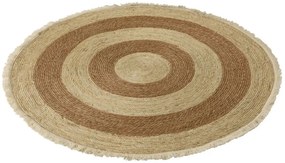 Přírodně-hnědý kulatý koberec z mořské trávy s třásněmi - Ø 120 cm