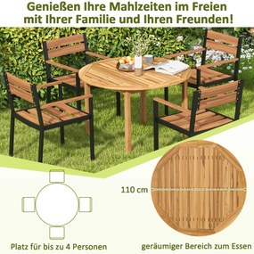 Costway Zahradní stůl z akátového dřeva kulatý pro 4 osoby bistro na dvůr
