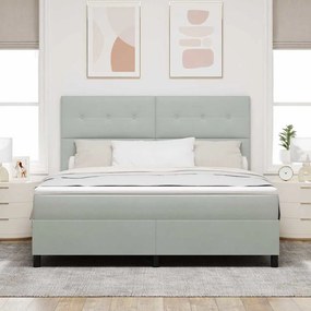 Postel s boxspringem s čelo Světle šedá 180 x 200 cm samet 3339848