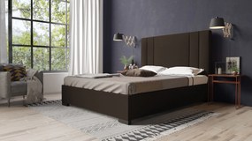 Eka Čalouněná postel Berry - Riviera 120x200 cm Barva látky Riviera: Hnědá (26), Úložný prostor: S kovovým rámem úložného prostoru