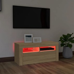 TV skříňka s LED osvětlením dub sonoma 90 x 35 x 40 cm - Default Title