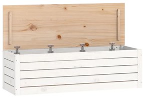 Úložný box bílý 109x36,5x33 cm masivní borové dřevo - Default Title