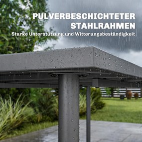 Outsunny venkovní jídelní stůl 165 × 80 cm pro 6 osob — laťová kovová deska, práškově lakovaný ocelový rám, odolný vůči povětrnostním vlivům (tmavě š…