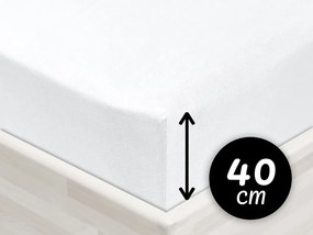 Jersey napínací prostěradlo na extra vysokou matraci JR-031 Bílé 160 x 200 - výška 40 cm