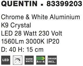LED stropní svítidlo Quentin 40 Čirá