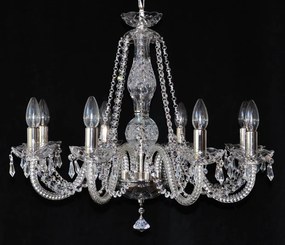 8 Arms plain crystal chandelier with cut crystal drops