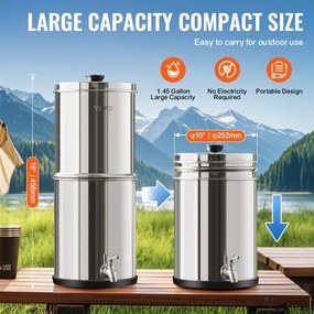Gravitační vodní filtr z nerezu 5,5 l se 2 filtry