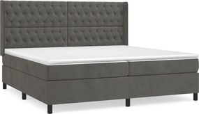 Box spring postel s matrací tmavě šedá 200x200 cm samet 3132880
