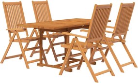 5dílný zahradní jídelní set masivní akáciové dřevo 120-170 cm 3079645