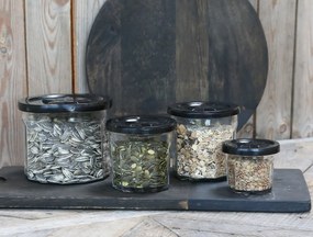 Skleněná dóza s černým víčkem French Jam - Ø 9.5*10 cm