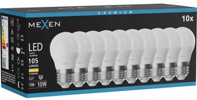 Mexen Nova 10x LED žárovka E27, G45, 1W, Teplá - 3000K, 105 lm - L101-E27-0130-01x10