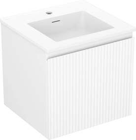 Mexen Rivel, koupelnová skříňka 50 cm s umyvadlem Otis, 1 zásuvka, drážkovaná, bílá matná, 91A20-05047-1-BF01-W18M01