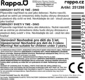 RAPPA Dekorace dinosauři svítící ve tmě / Nástěnná dekorace / samolepi