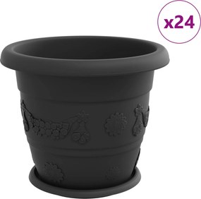 Květináče 24 ks Černá Ø 34 x 28 cm Plast 3403288