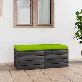 vidaXL Zahradní taburety z palet 2 ks + podušky masivní borové dřevo [3061718] Barva: Jasně zelená