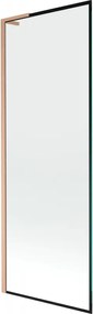 Mexen Next L, 1-křídlová vanová zástěna 70 x 150 cm, 6mm čiré sklo-černý vzor, ​​měděný profil, 895-070-000-03-70-65