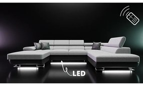 Rohová sedací souprava Alvin Bis Led, Potah: ekokůže Soft 011 + Lux 06 + ekokůže Soft 011, Strana: pravá