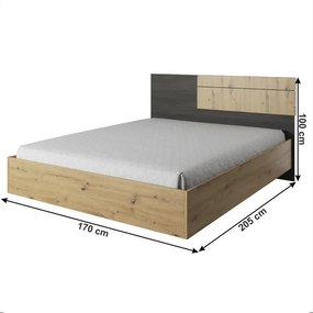Postel, dub artisan/černá borovice norská, BAFRA Kondela 0000263543