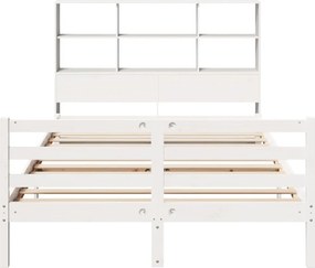 Postel s knihovnou bez matrace bílá 160x200 cm masivní borovice 3321904