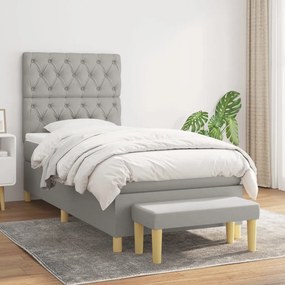 Box spring postel s matrací světle šedá 80 x 200 cm textil 3137349