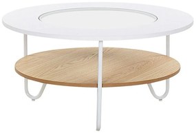 Bílý konferenční stolek se světlým dřevem CHICO Beliani