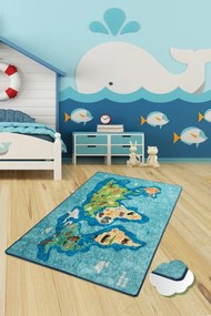 Dětský koberec Mapa 140x190 cm modrý