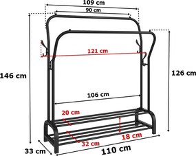 Věšák na oblečení v černé barvě LARY