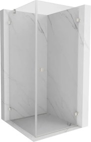 Mexen Lunar-B pravostranný výklopný sprchový kout 80 x 80 cm, čiré sklo, broušená ocel, 832-080-080-97-00-P